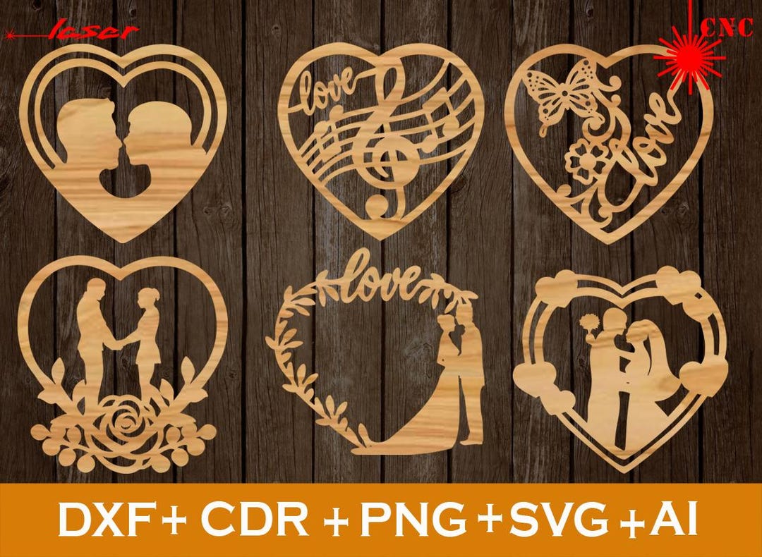 Wedding Heart Sign, Set of 6 Amazing Wedding Heart SVG, Wedding SVG ...