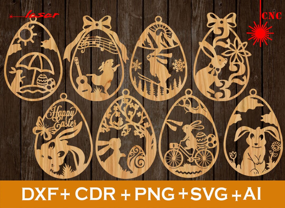 Hase Ostern svg, Set 8 Ostern Laser Cut svg Datei CNC, Ostern SVG ...
