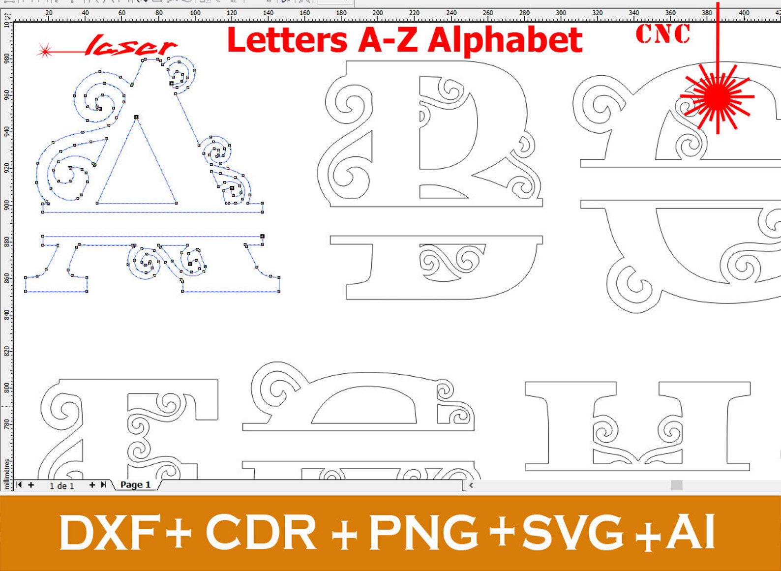 Letters A-Z Alphabet Charm File CNC Vector Cnc File 26 | Etsy