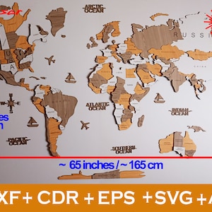 Layered World Map 3D Laser Cut, Multilayered World Map File, File, 3d ...