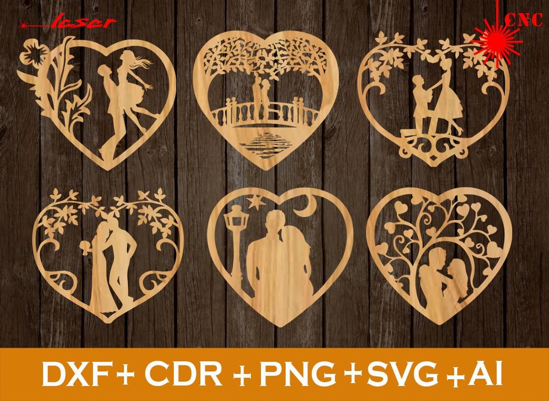 Set of 6 Amazing Wedding Heart SVG, Wedding Heart Sign, Wedding SVG ...