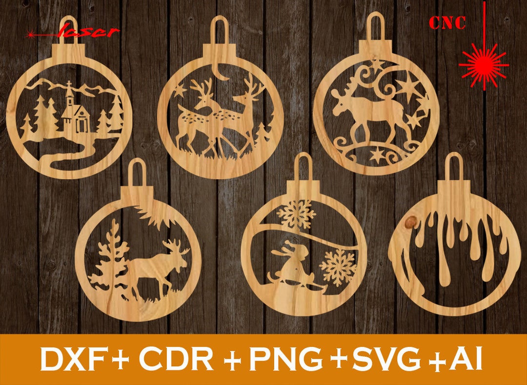 Christmas Ornaments Svg, Set of 6 Amazing Christmas Decoration File CNC ...