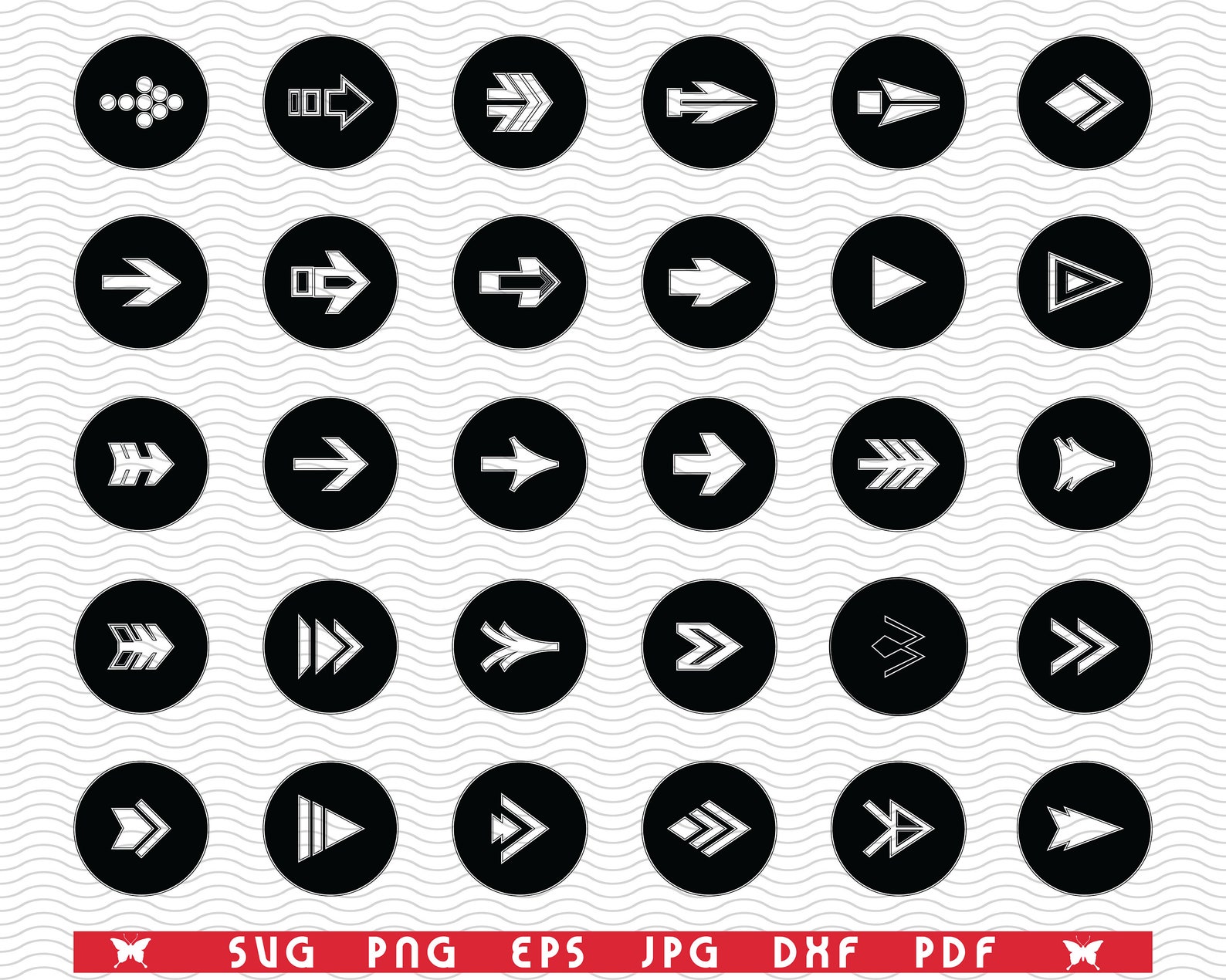 SVG Pfeile Zeichen, Isolierte Silhouetten, digitale Clipart, Dateien ...