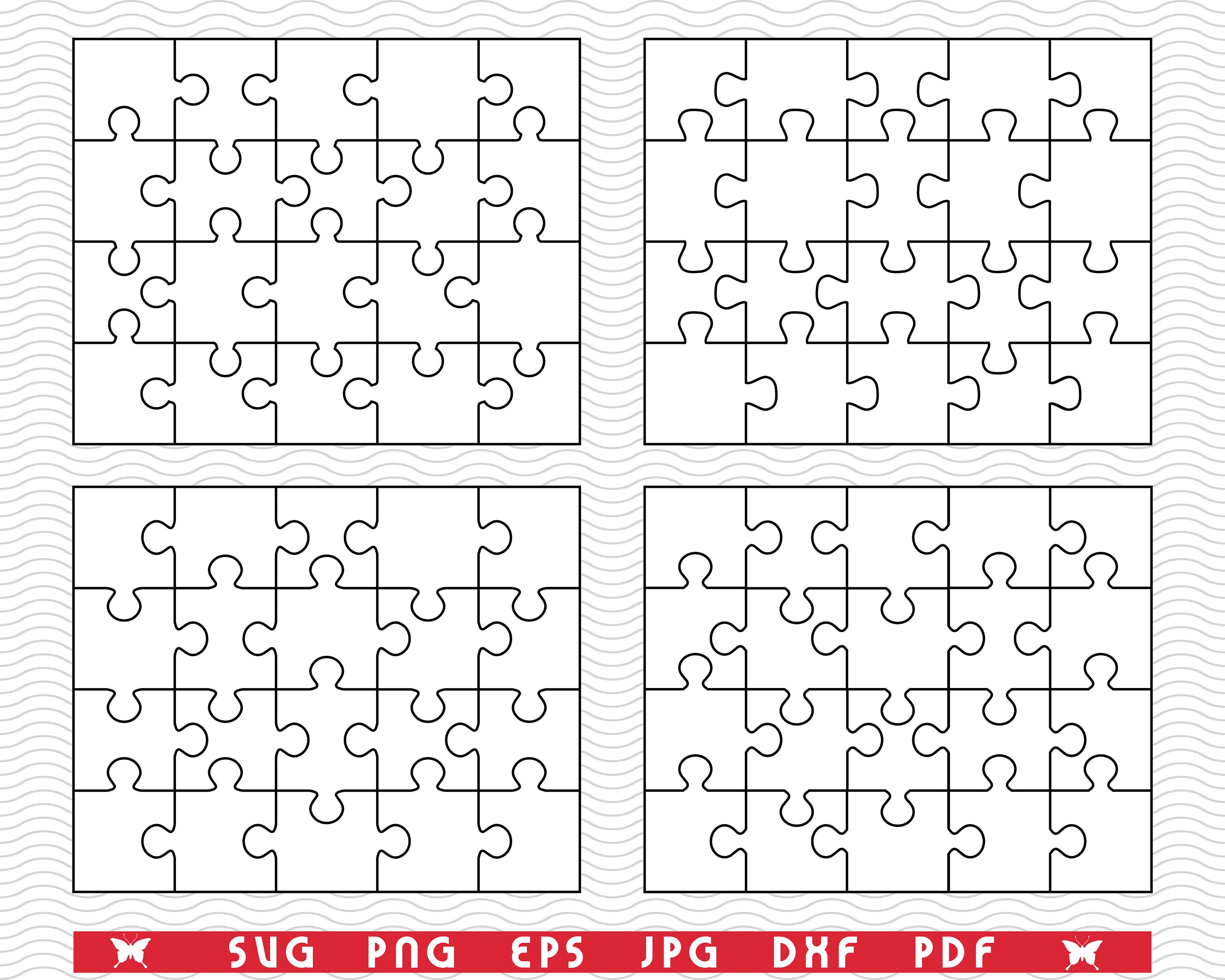 Four Jigsaw Puzzles SVG for Cricut, Silhouette, Inkspace, Scanncut ...