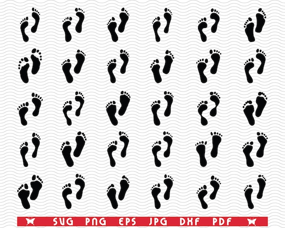 SVG Bare Feet Black Silhouette Digital Clipart Files Eps | Etsy