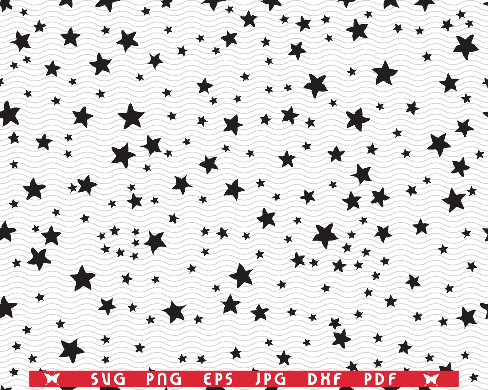 SVG Black Stars, Seamless Pattern Digital Clipart, Files Eps, Jpg ...