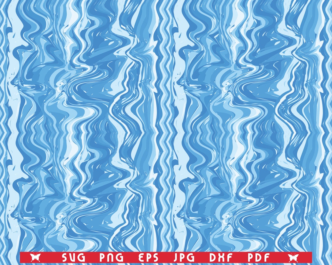 SVG Blue Swirl Waves, Seamless Pattern Digital Clipart, Files Eps, Jpg ...