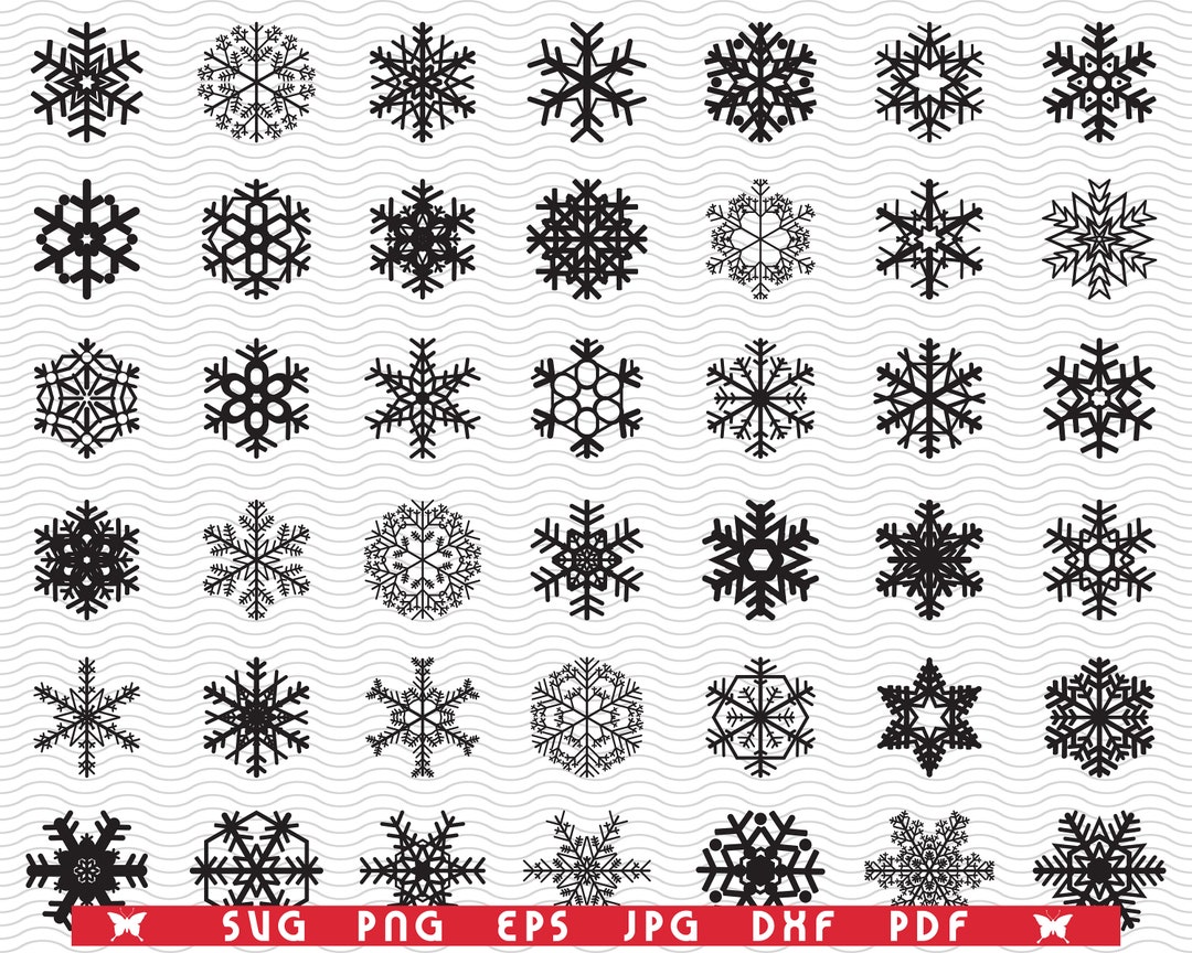 SVG Black Snowflakes, Seamless Pattern, Digital Clipart, Files Eps, Jpg ...