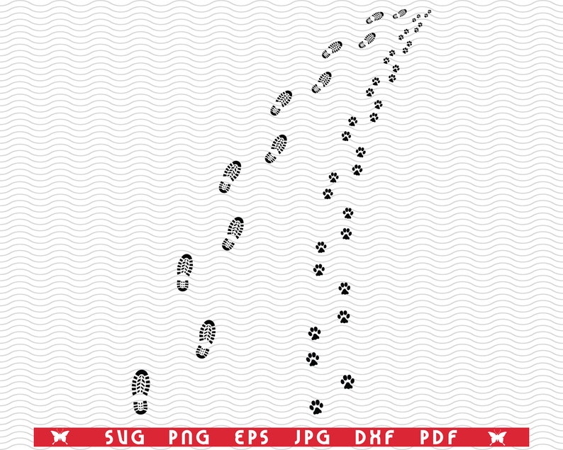 SVG Footprints Man and Dog, Digital Clipart, Files Eps, Jpg, Footprints ...