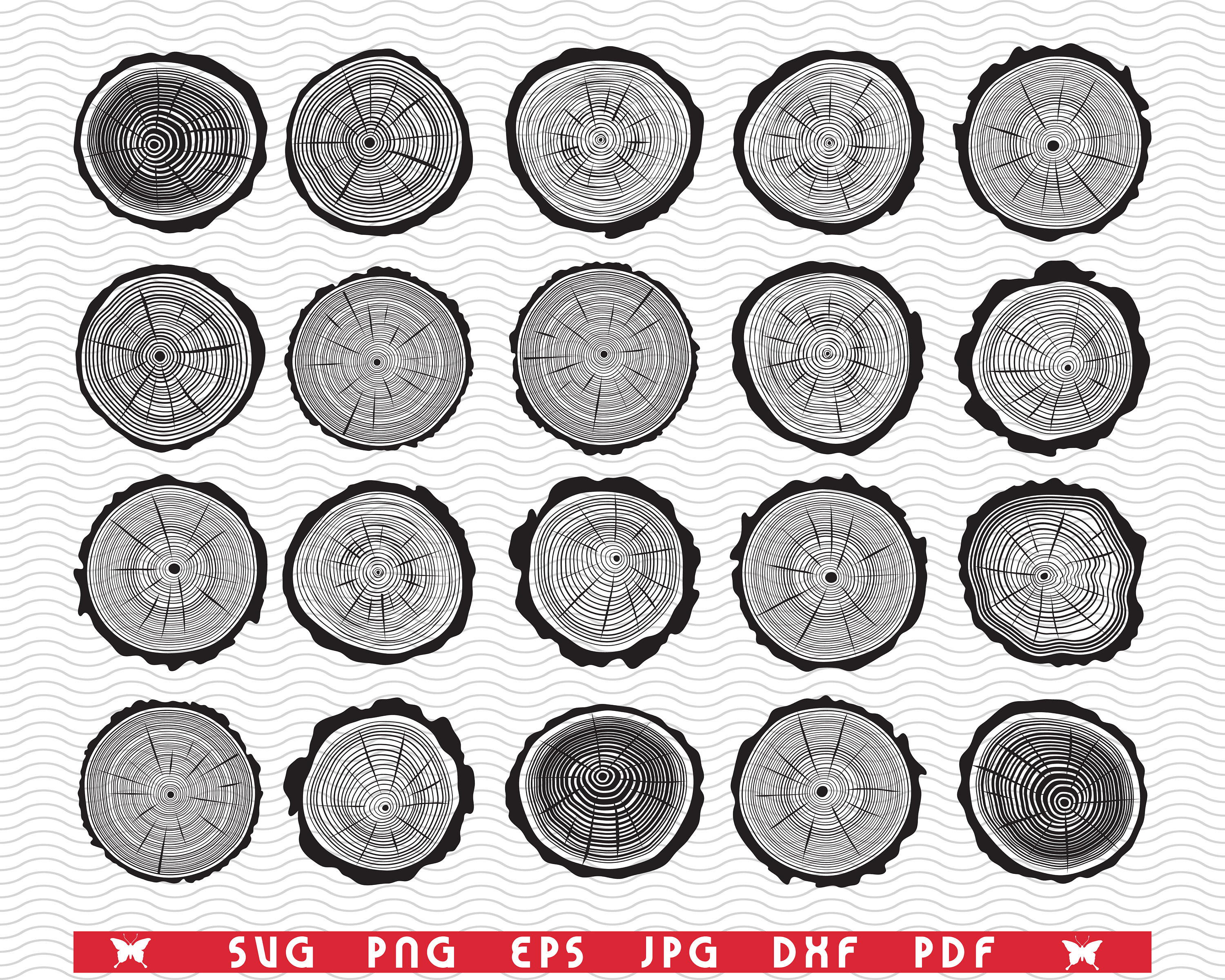 Texturas de árbol SVG, siluetas negras aisladas, imágenes prediseñadas ...