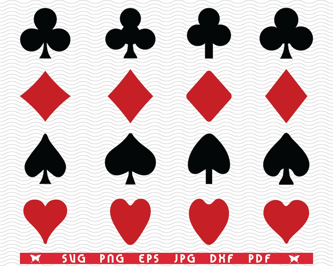 Svg Playing Card Symbols Silhouettes Digital Clipart Files Eps Playing Card Design