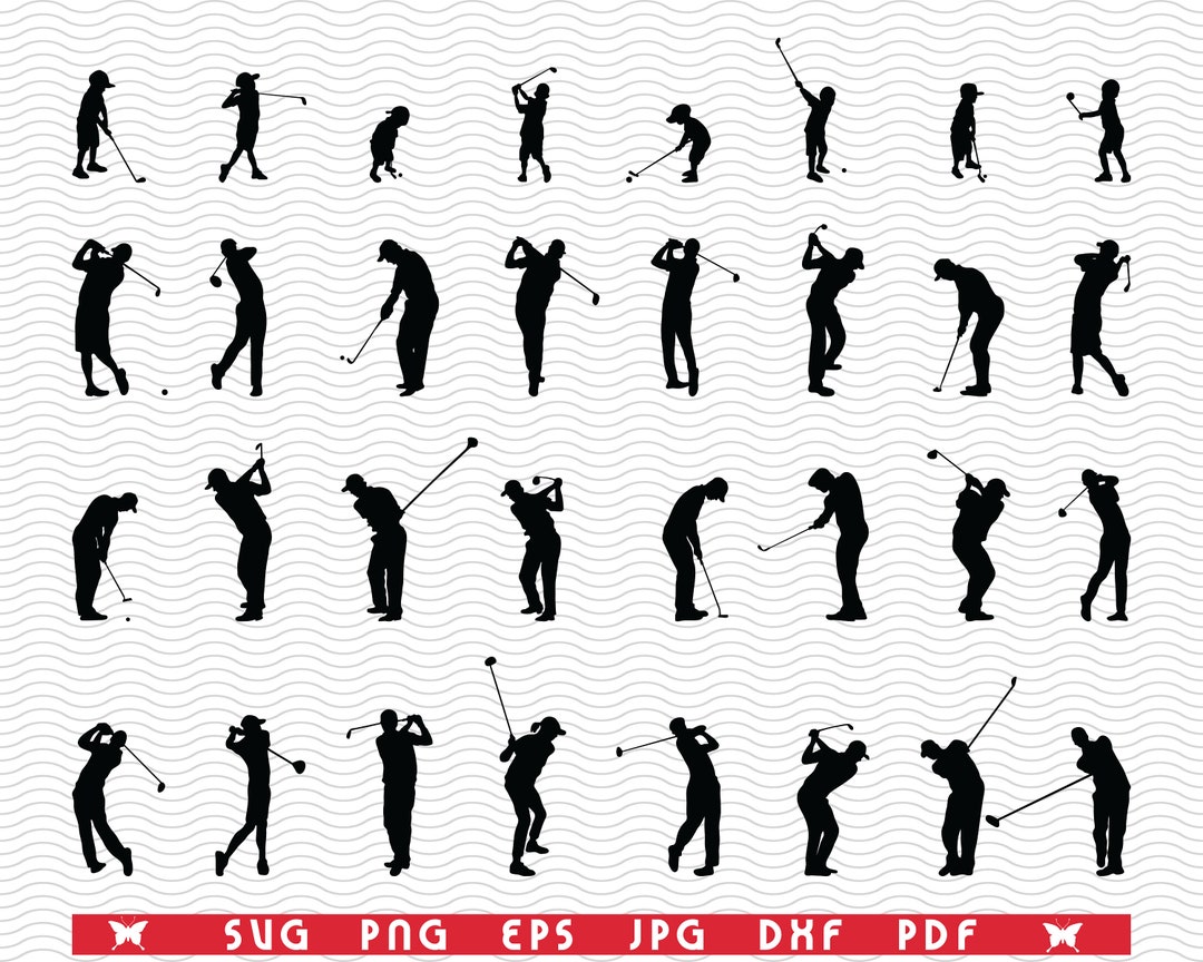SVG Golf Players, Black Silhouettes, Digital Clipart, Files Eps, Jpg ...