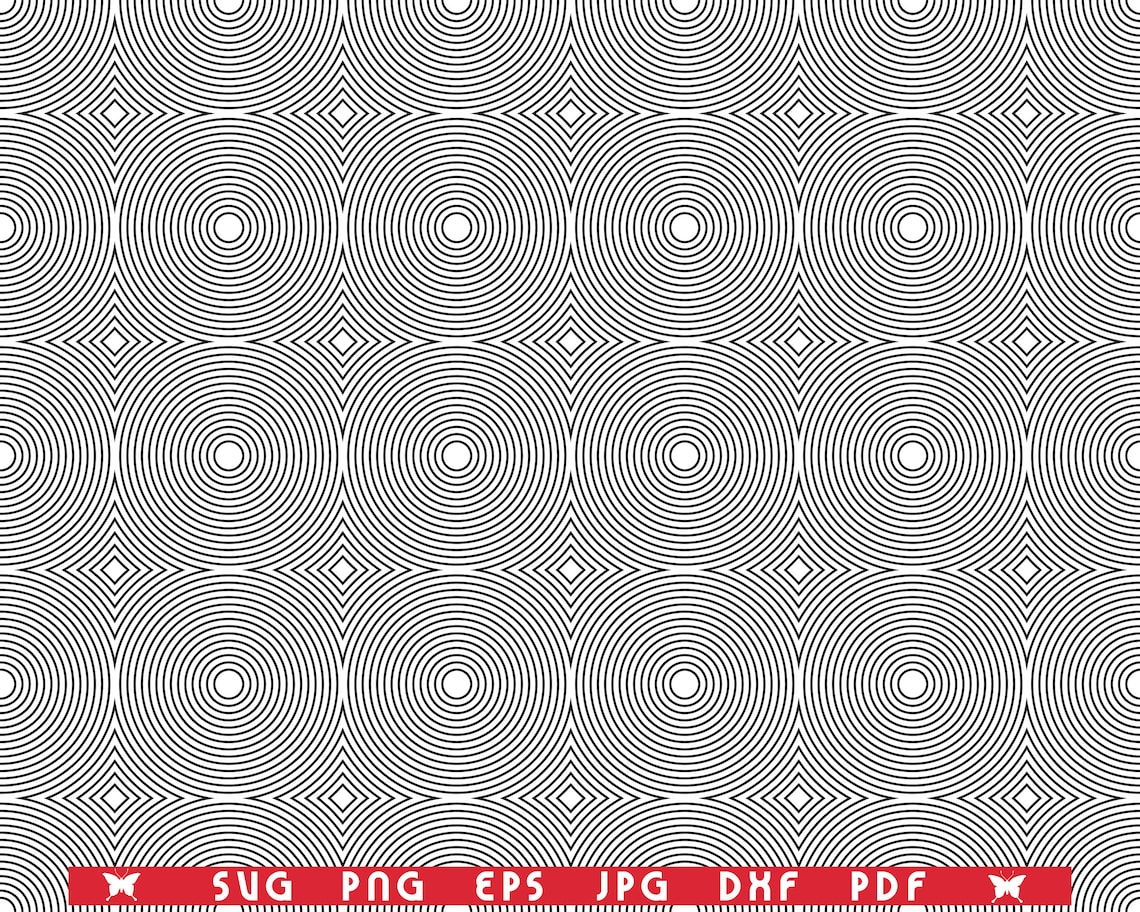 SVG Concentric Circles, Seamless Pattern, Digital Clipart, Files Eps, Jpg, Circles Design Vector ...