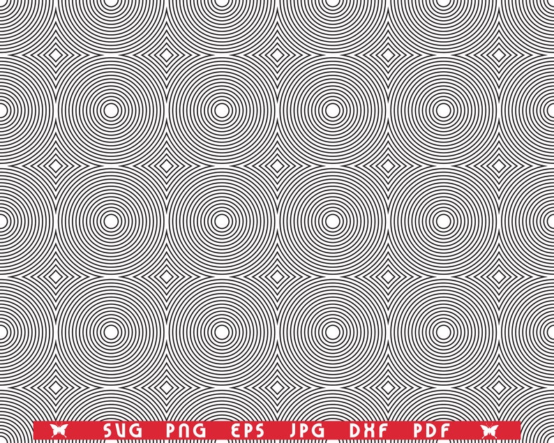 SVG Concentric Circles, Seamless Pattern, Digital Clipart, Files Eps ...