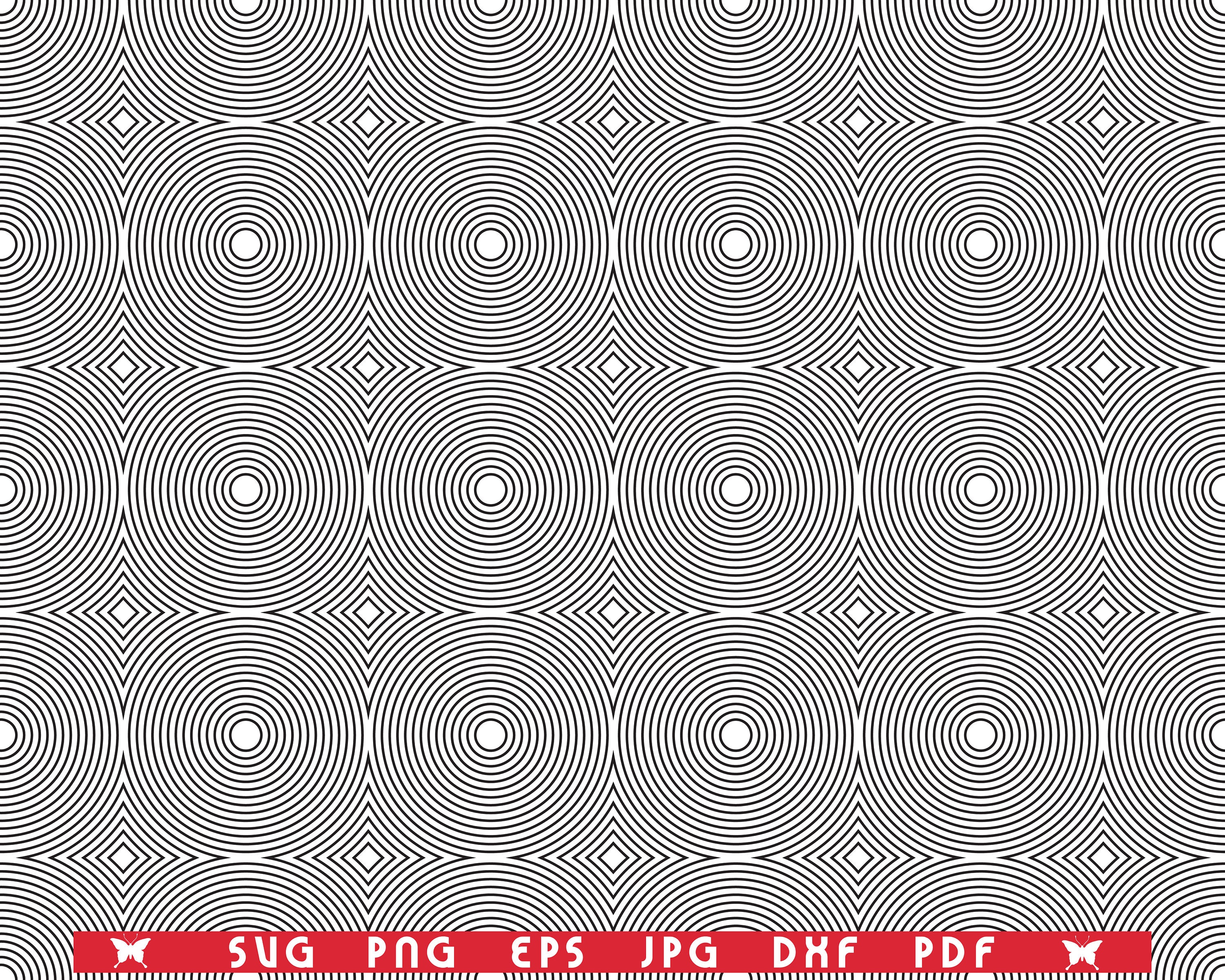 SVG Concentric Circles, Seamless Pattern, Digital Clipart, Files Eps ...