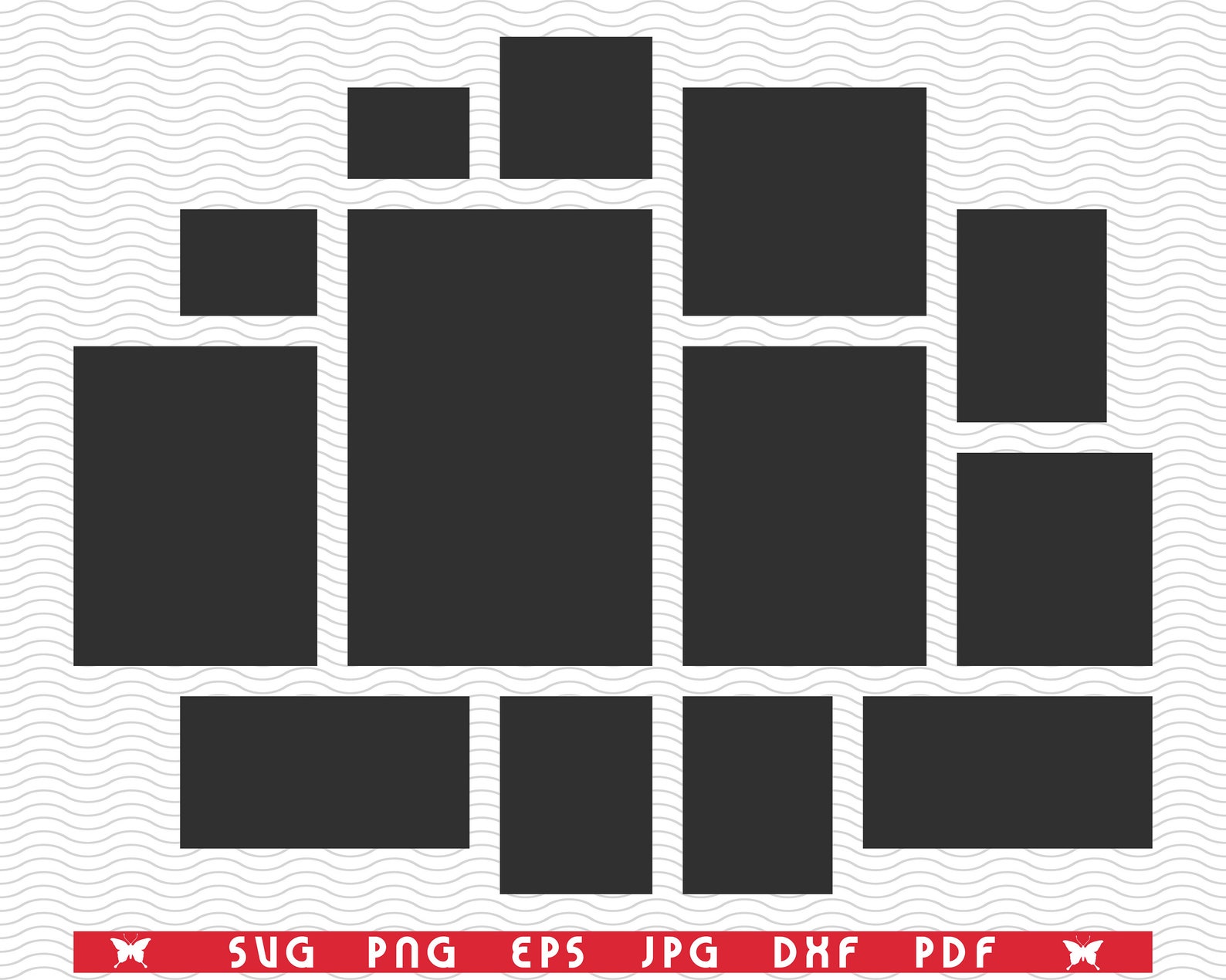 SVG Collage Frames, Black Templates, Digital Clipart, Files Eps, Jpg ...