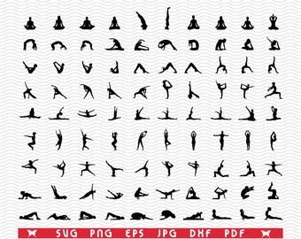 Yoga and Fitness SVG Black Silhouette Digital Clipart Files - Etsy