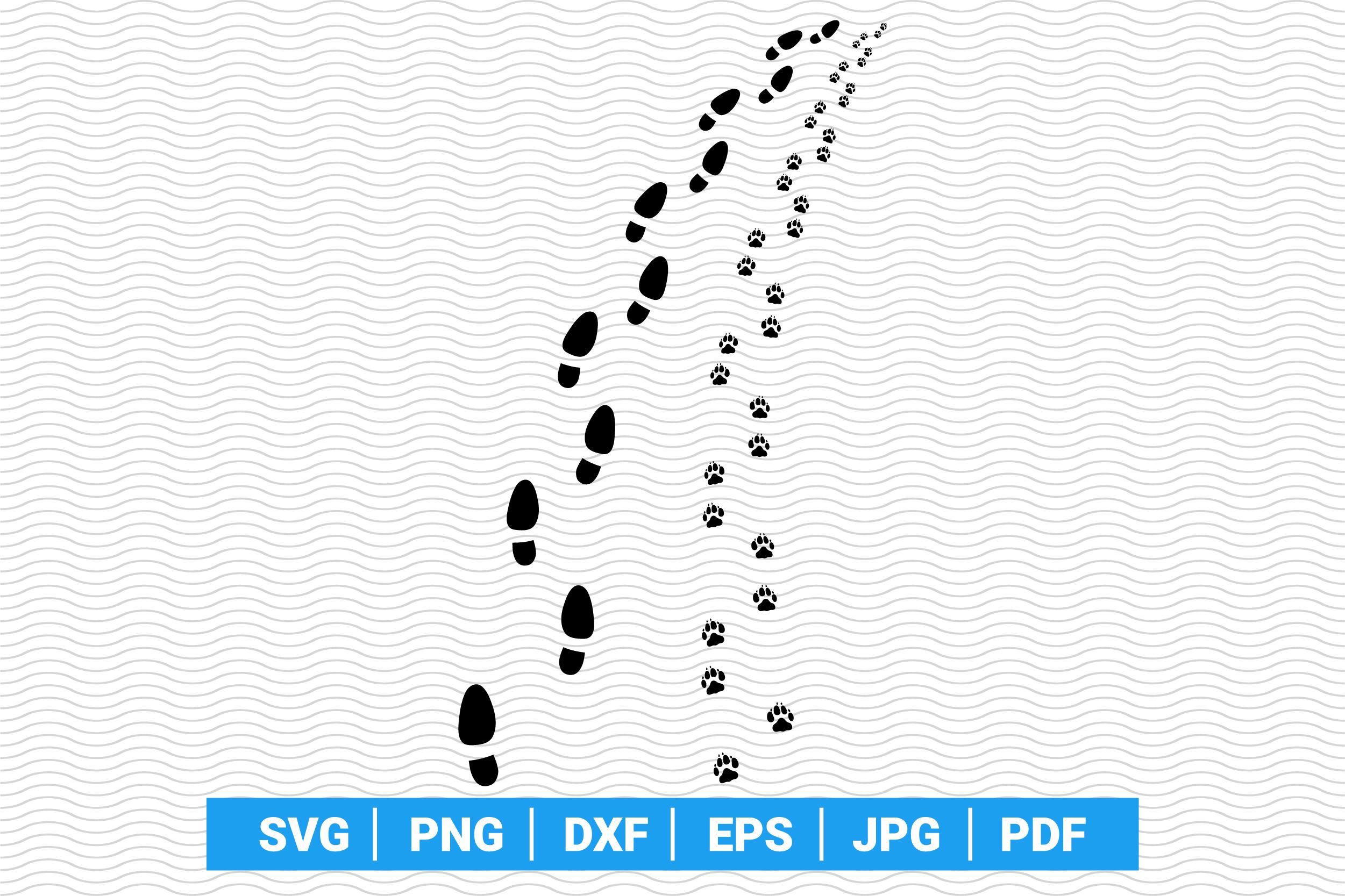 SVG Footprints Man and Dog, Digital Clipart, Files Eps, Jpg, Footprints ...