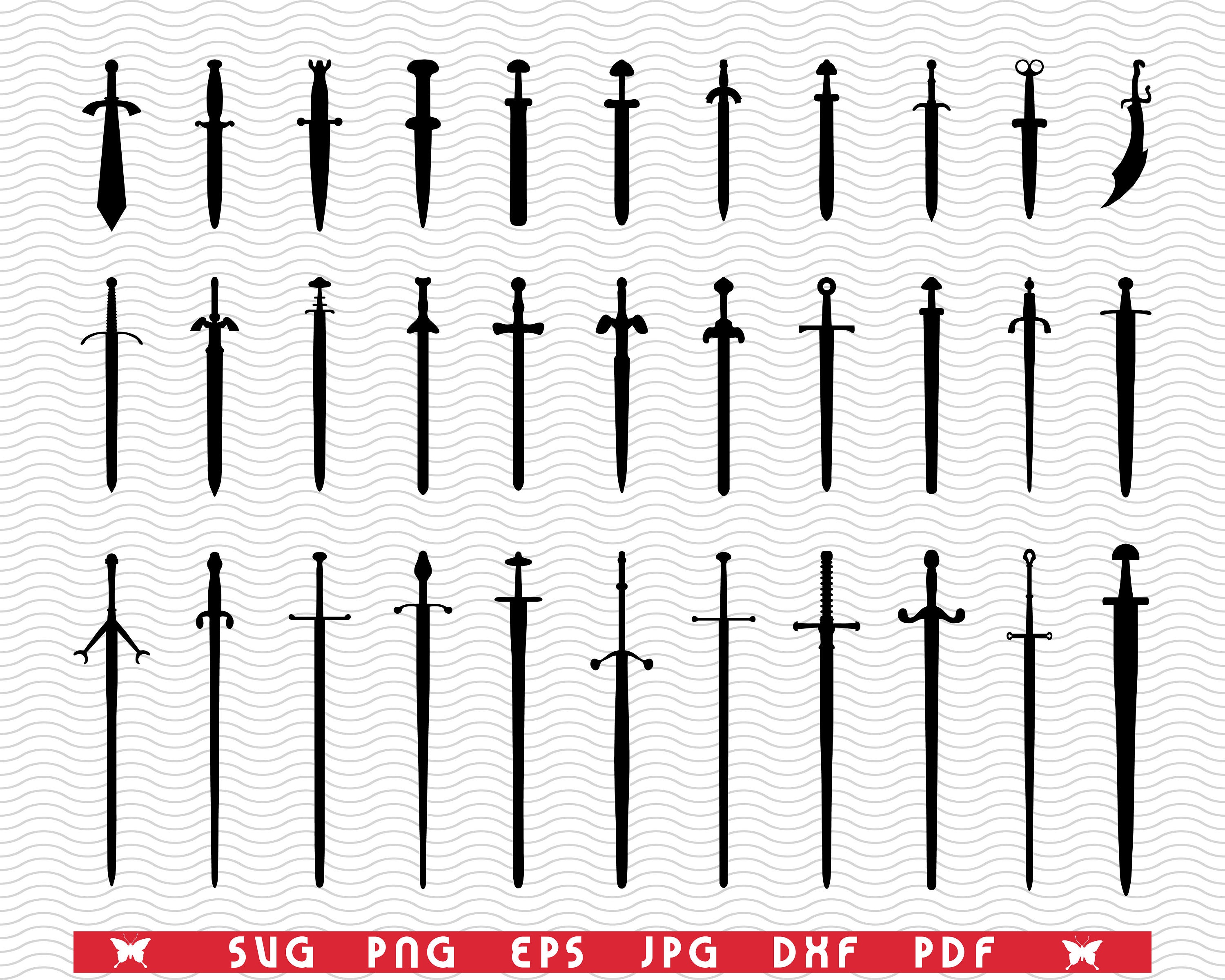 SVG, Swords, Black Silhouettes , Digital Clipart, Files Eps, Jpg ...
