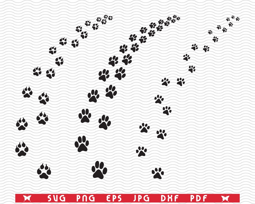 SVG Dog Footprints, Black Silhouette, Digital Clipart, Files Eps, Jpg ...