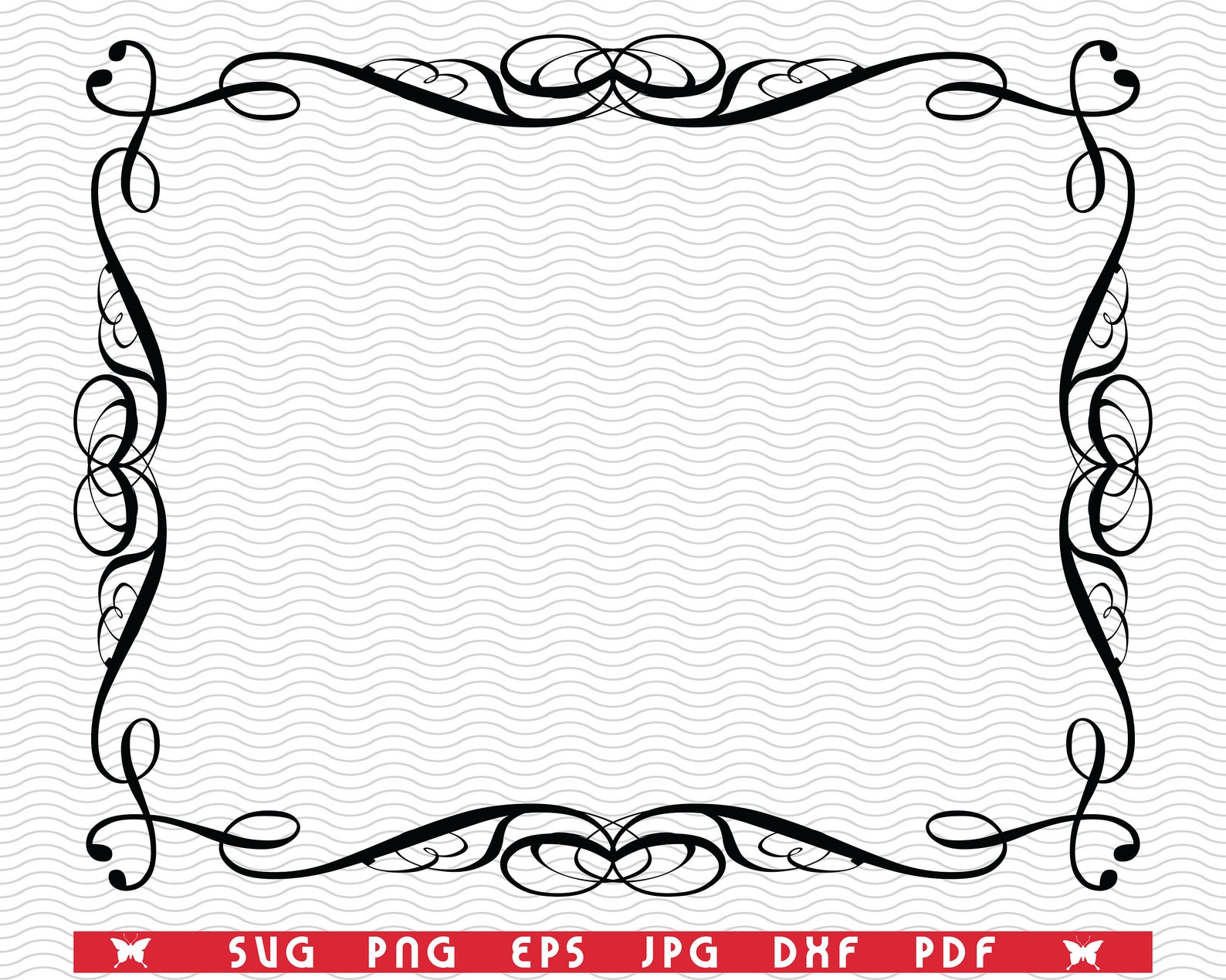 SVG Decorative Frame Black Silhouettes Digital Clipart Files | Etsy