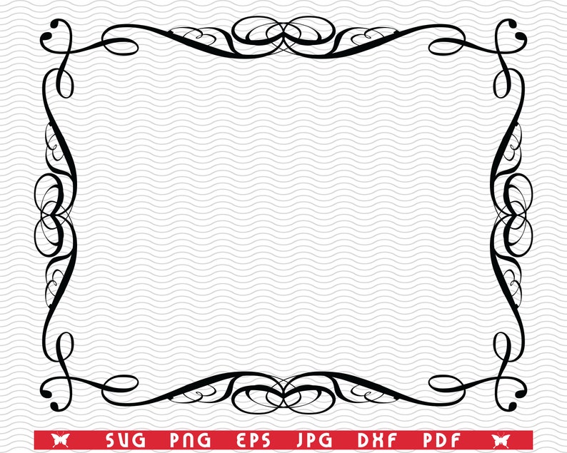 SVG Decorative Frame Black Silhouettes Digital Clipart Files | Etsy