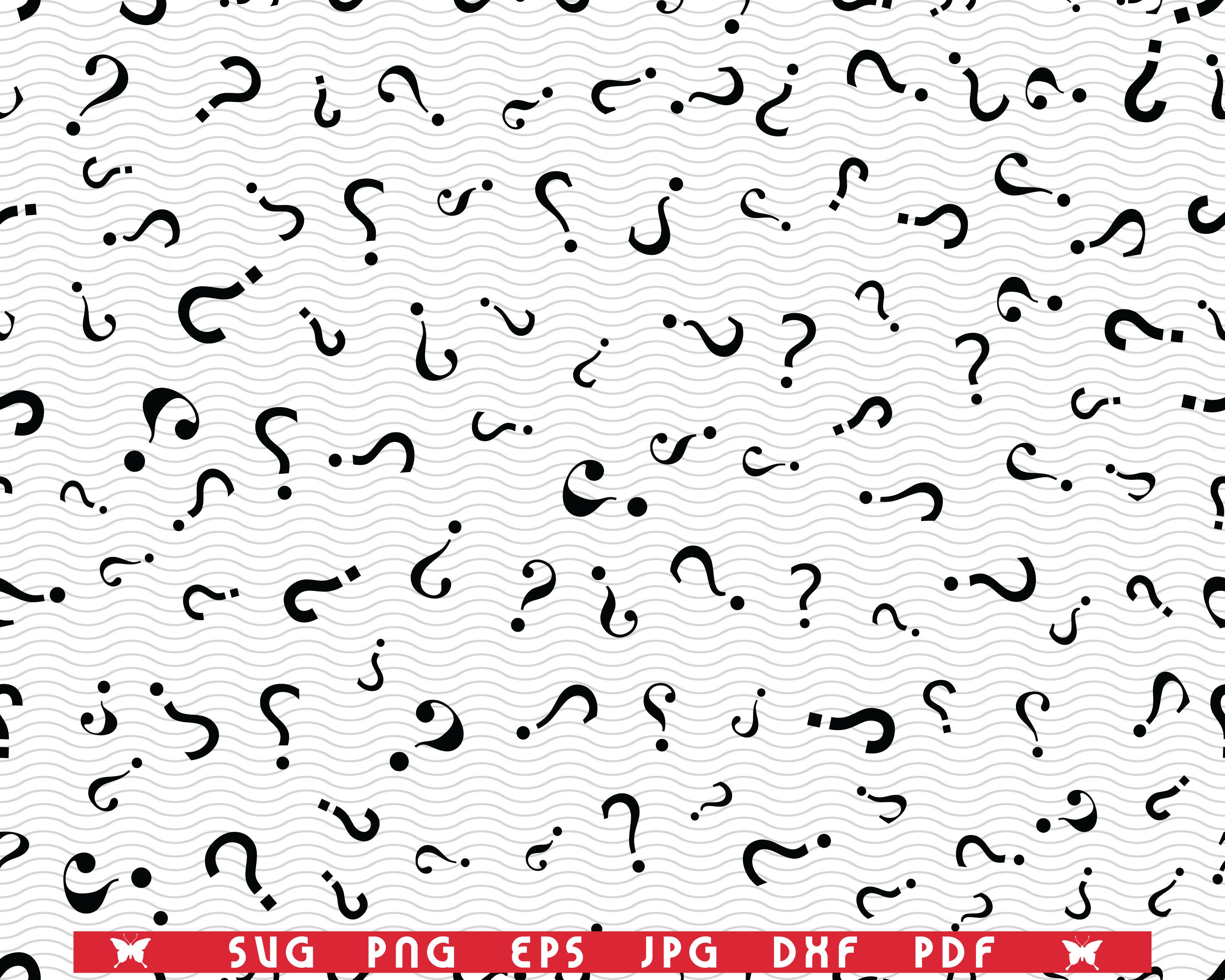 SVG Question Marks, Seamless Silhouettes, Digital Clipart, Files Eps ...