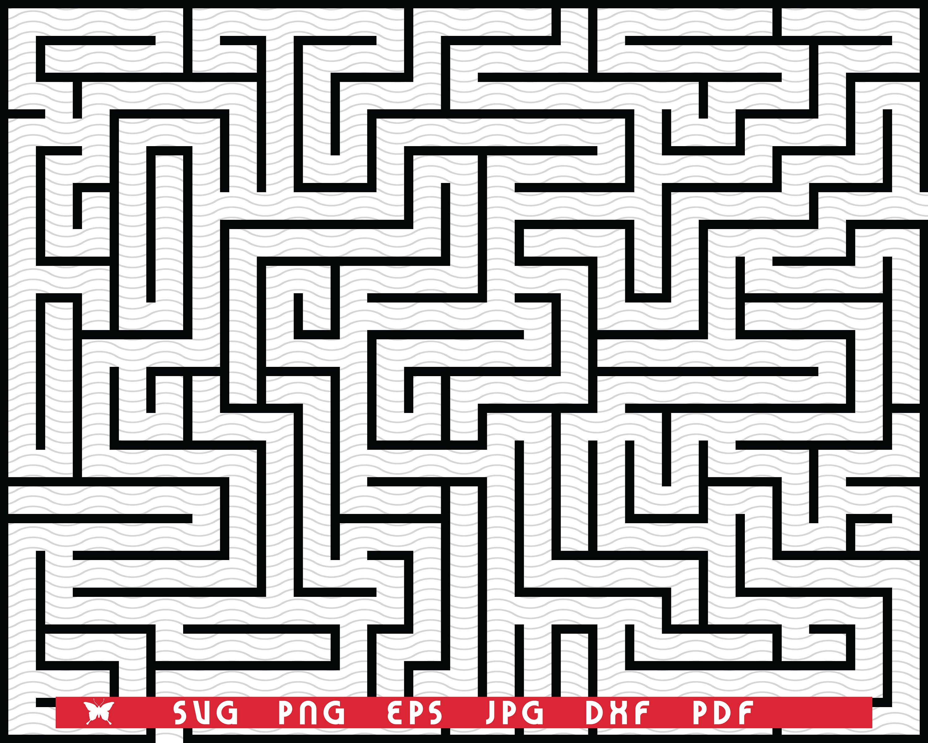 SVG Maze, Black Rectangle Pattern Digital Clipart, Files Eps, Jpg, Maze ...
