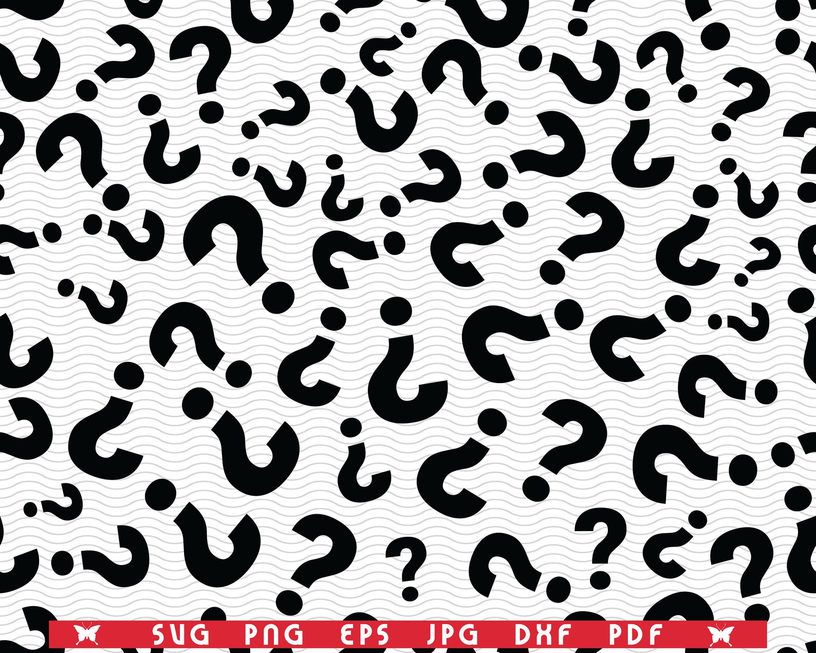SVG Question Mark, Seamless Pattern, Digital Clipart, Files Eps, Jpg ...