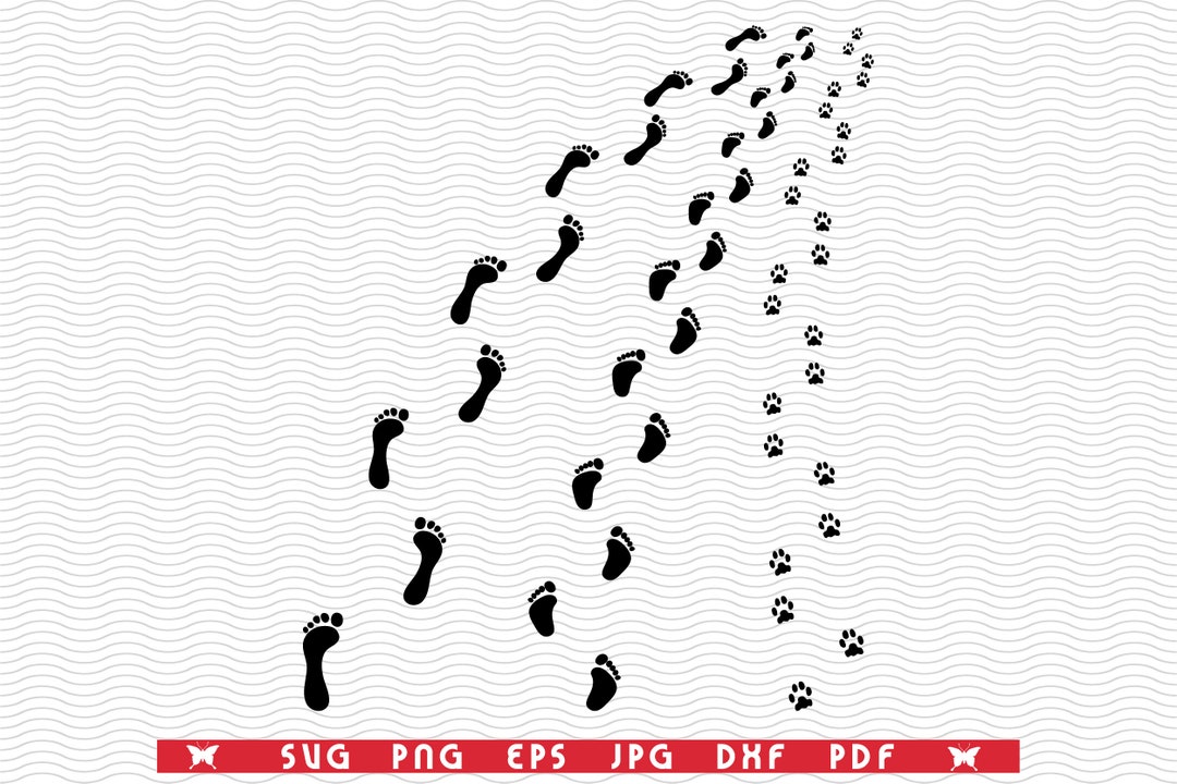 SVG Footprints Man and Dog, Digital Clipart, Files Eps, Jpg, Footprints ...