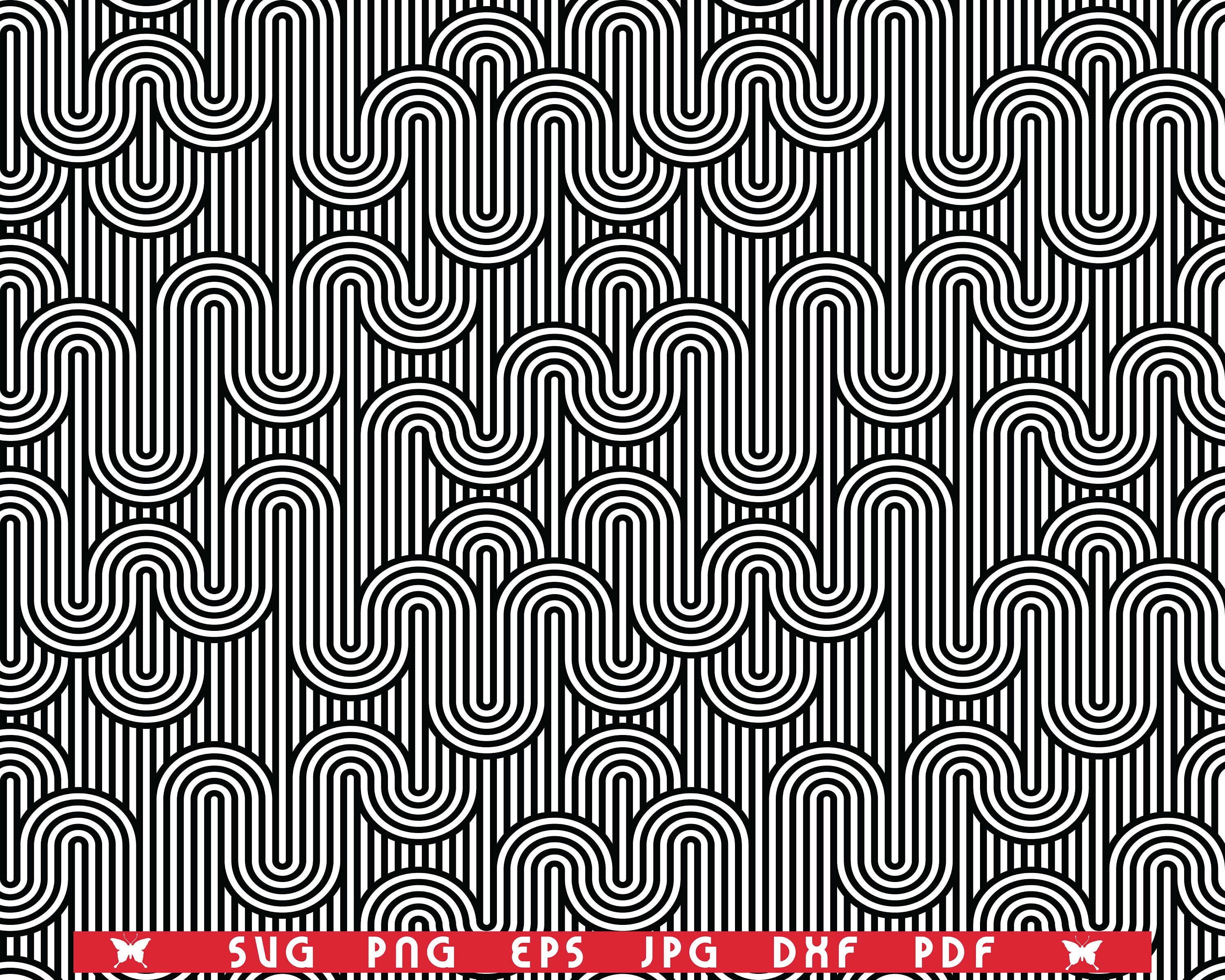 SVG Black White Lines Seamless Pattern, Digital Clipart, Files Eps, Jpg ...