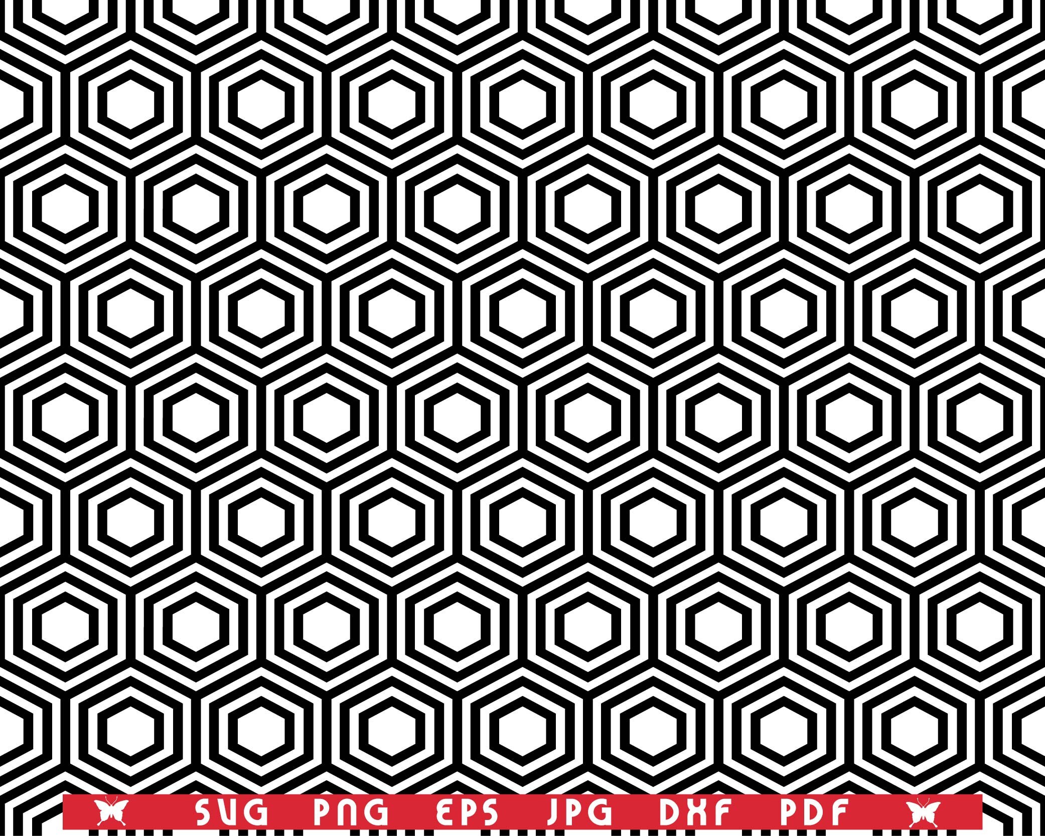 SVG Hexagons, Black Seamless Pattern, Digital Clipart, Files Eps, Jpg ...