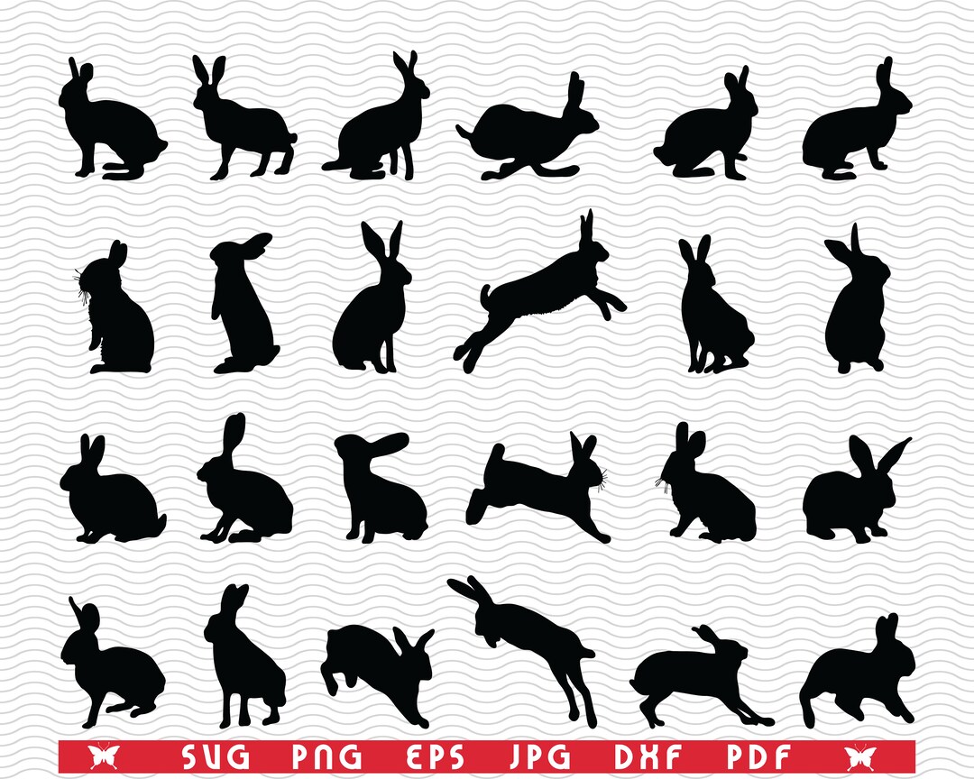SVG Hasen Schwarze Silhouetten Digitale Clipart Dateien - Etsy.de