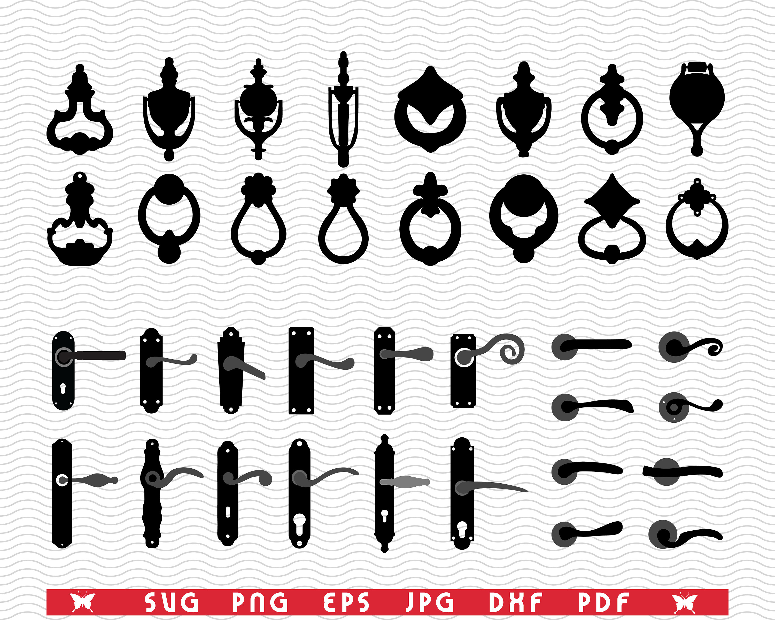 SVG, Door Handles, Knockers, Silhouettes, Digital Clipart, Files Eps ...