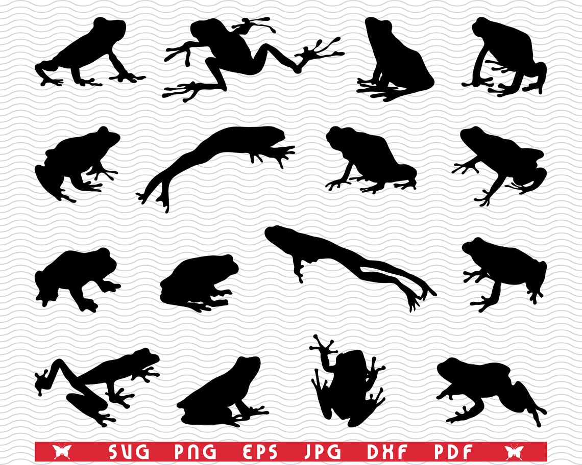 SVG Frogs, Black Silhouettes, Digital Clipart, Files Eps, Jpg, Frogs ...