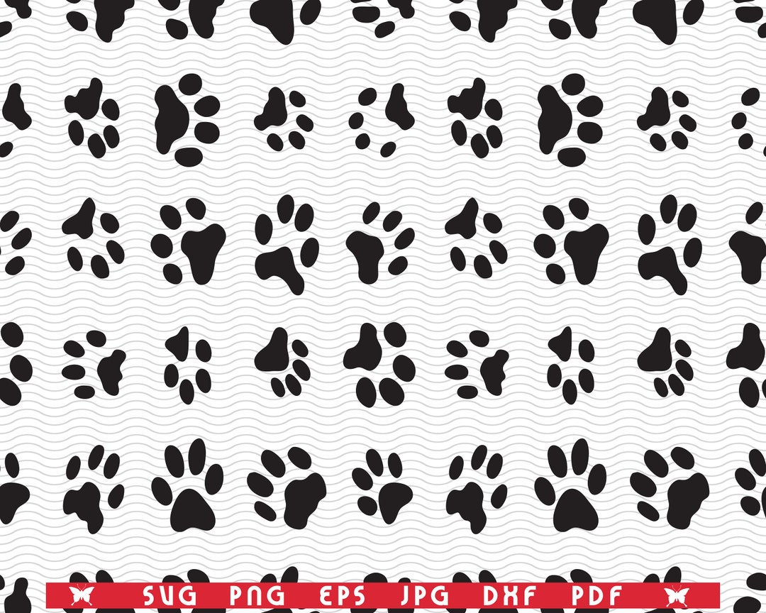 SVG Footprint Dog Cat, Seamless Pattern Digital Clipart, Files Eps, Jpg ...