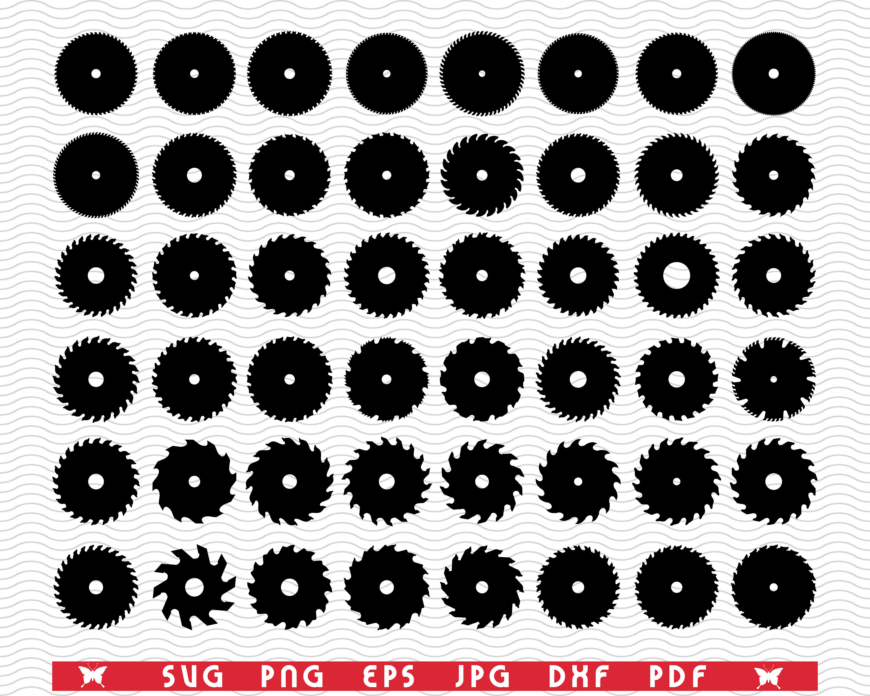SVG Circular Saw Blades, Black Silhouette, Digital Clipart, Files Eps ...