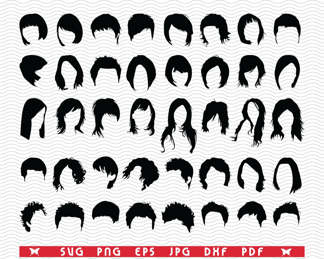 SVG Female Hairstyles, Black Silhouettes,digital Clipart,files Eps, Jpg ...