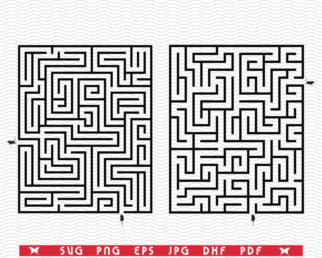 SVG Black Rectangular Mazes, Silhouettes Digital Clipart, Files Eps ...