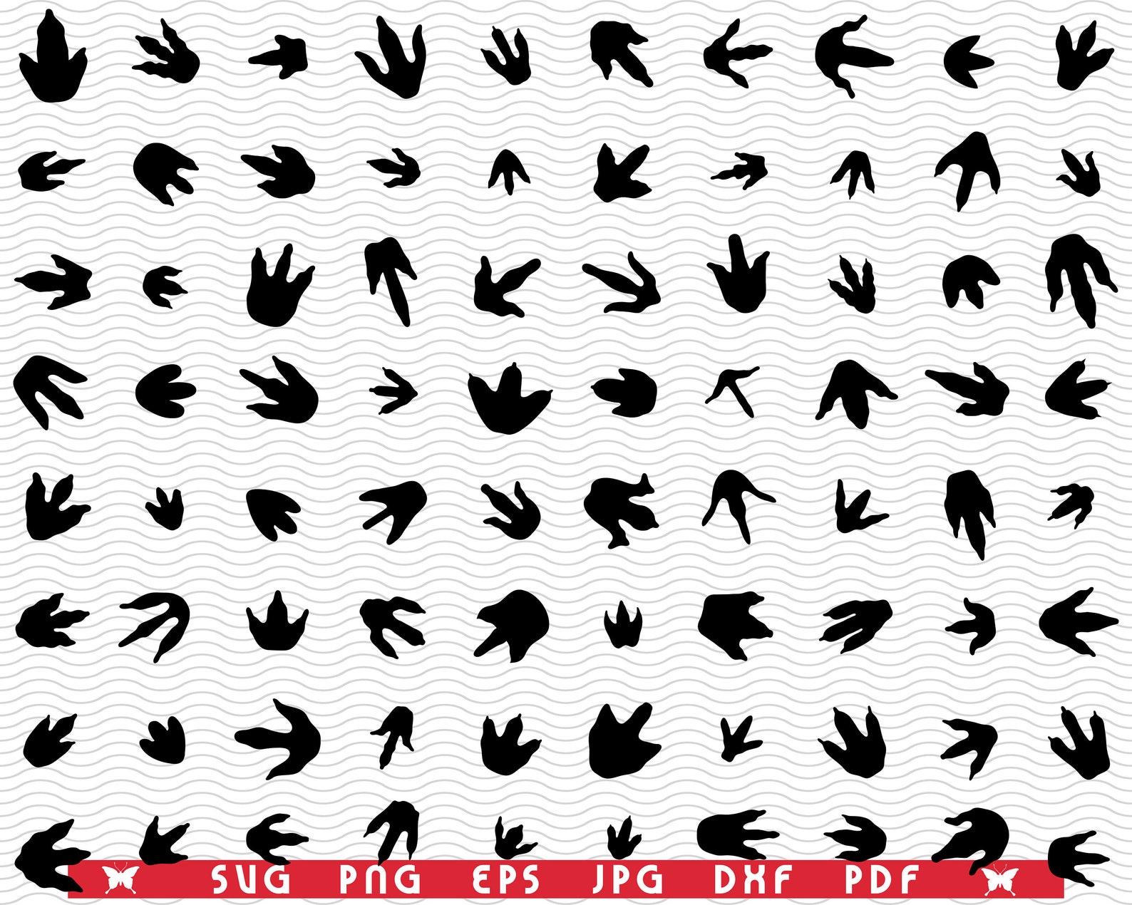 SVG Trace Dinosaurs Seamless Digital Clipart Files Eps Jpg | Etsy