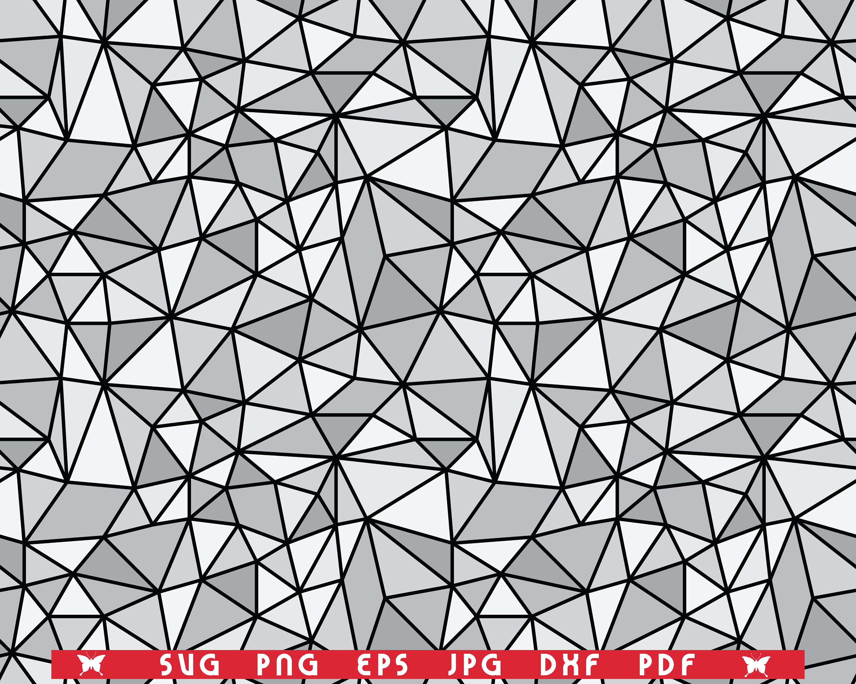 SVG Gray Triangles, Black Grid, Seamless Pattern, Digital Clipart ...