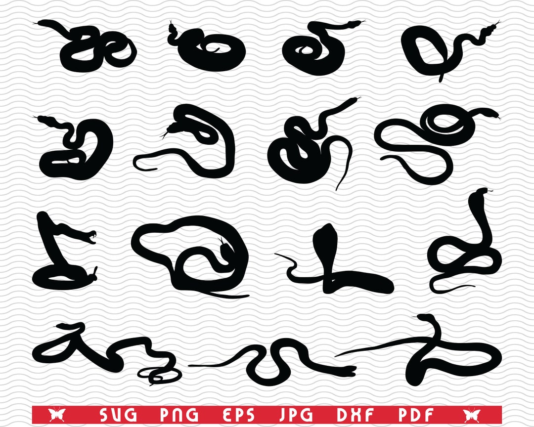 SVG Snakes Black Silhouettes Digital Clipart Files Eps - Etsy