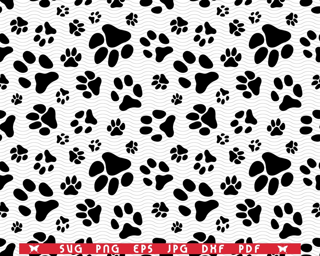 SVG Dog Paw Footprint, Seamless Pattern Digital Clipart, Files Eps, Jpg ...