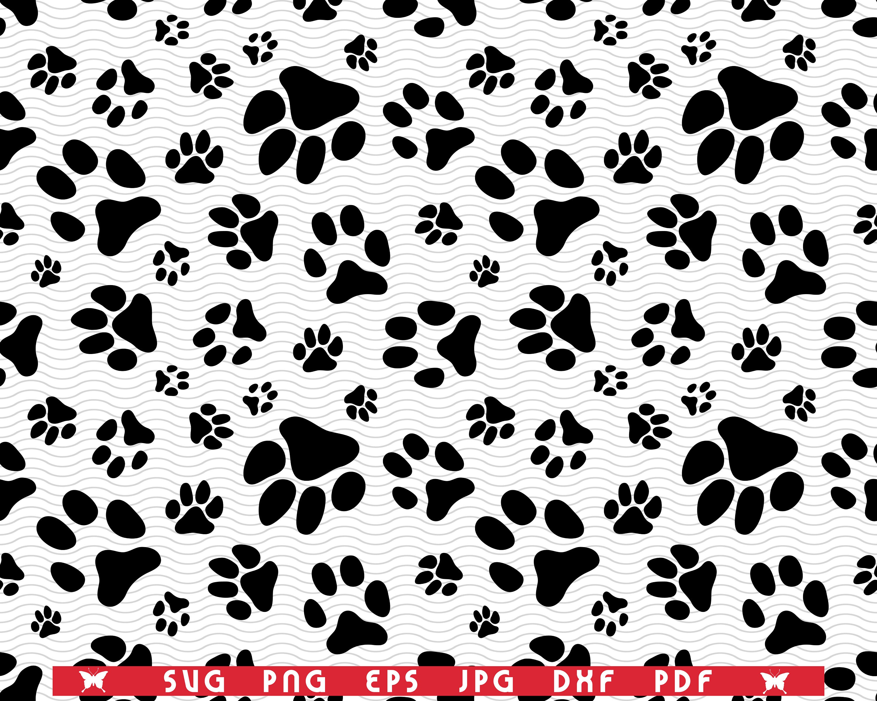 SVG Dog Paw Footprint Seamless Pattern Digital Clipart Files Etsy
