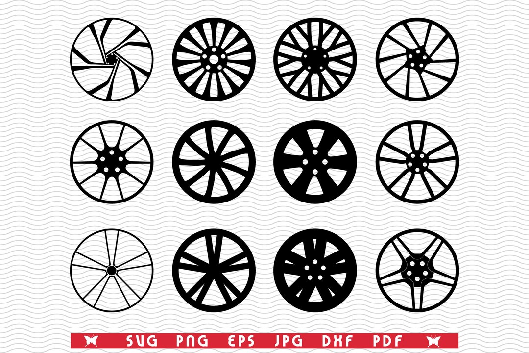 SVG Car Rims, Icons Silhouettes, Digital Clipart, Files Eps, Jpg, Car ...