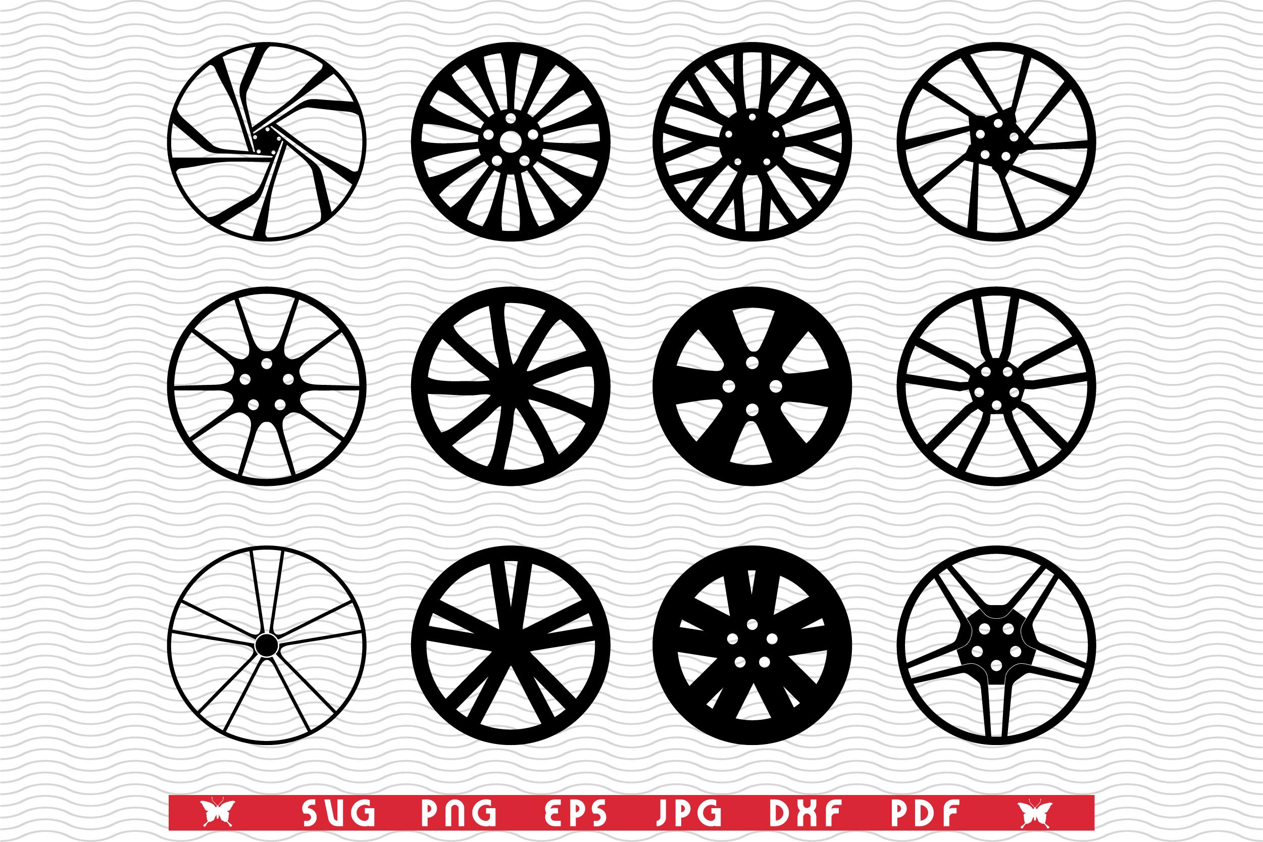 SVG Car Rims, Icons Silhouettes, Digital Clipart, Files Eps, Jpg, Car ...