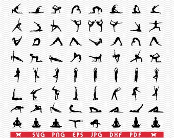 Yoga and Fitness SVG Black Silhouette Digital Clipart Files - Etsy