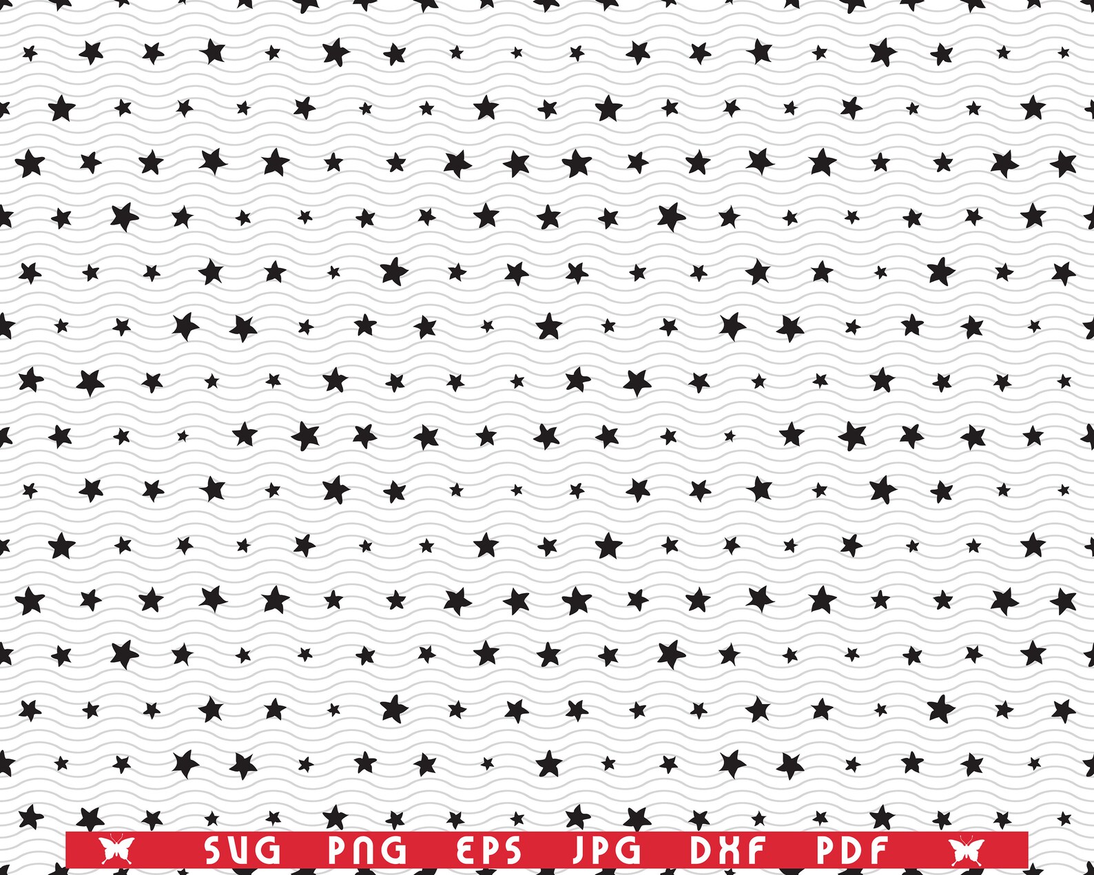 SVG Stars Wavy Lines, Seamless Pattern Digital Clipart, Files Eps, Jpg ...