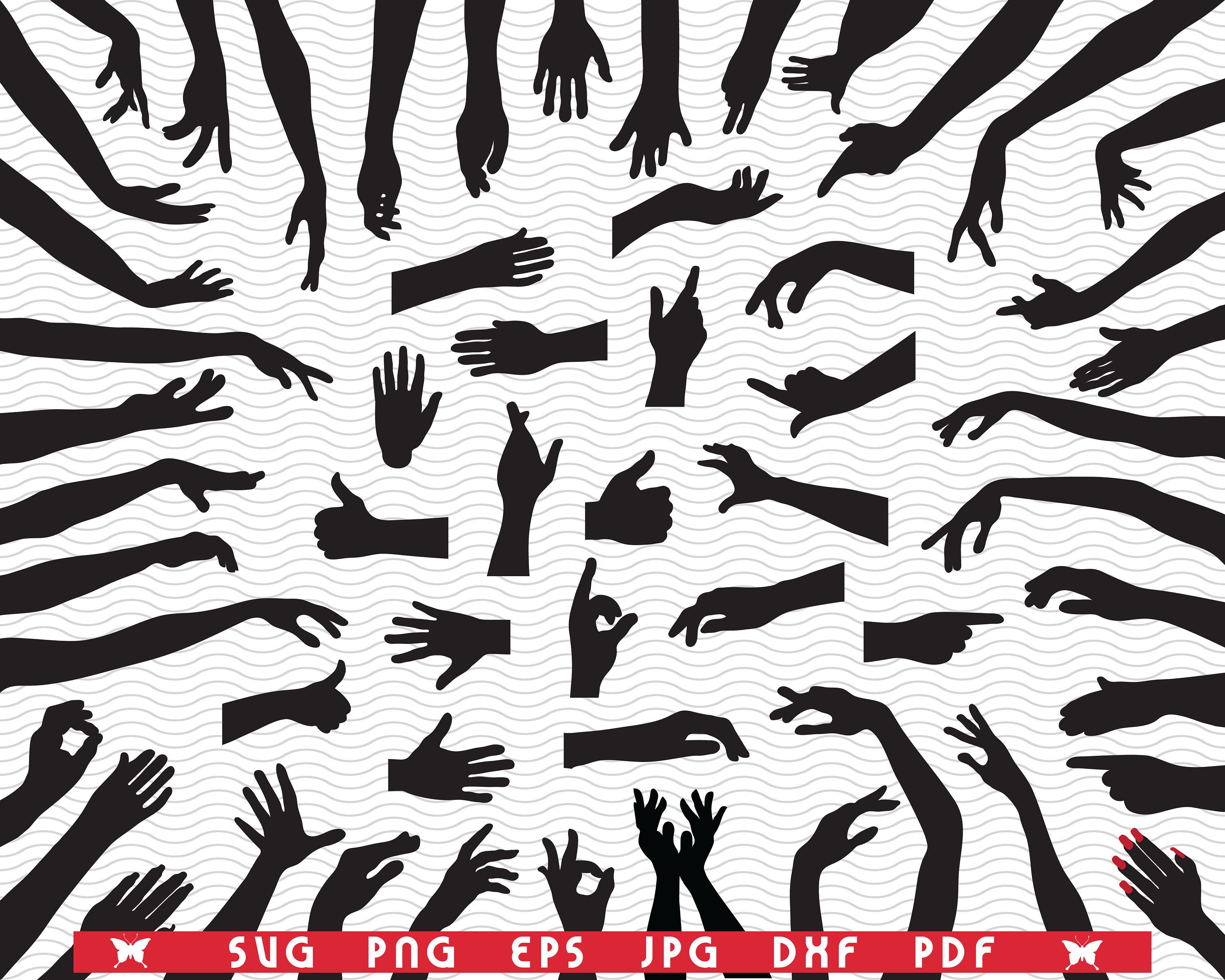SVG Hands, Handshake, Black Silhouette, Digital Clipart, Files Eps, Jpg ...