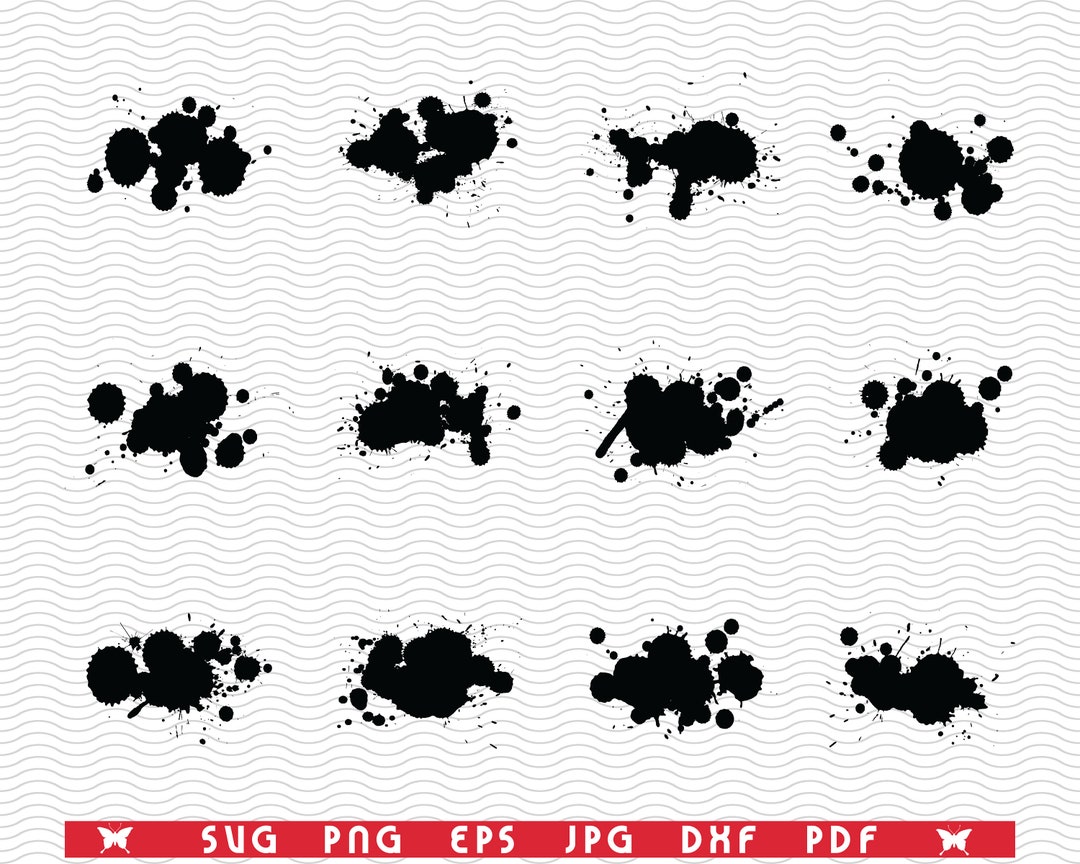 SVG Ink Stains, Black Silhouettes Digital Clipart, Files Eps, Jpg, Ink ...